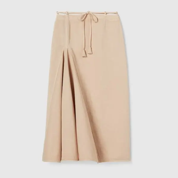 Gucci Cotton Linen Pleated Skirt