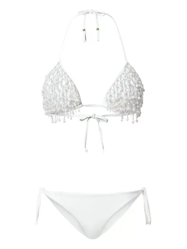 TWINSET Beaded Triangle Bikini Set - White