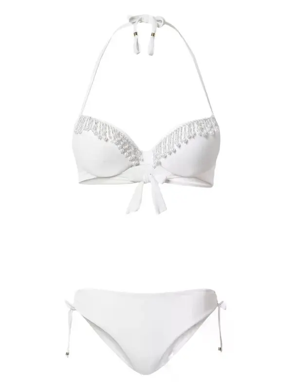 TWINSET Beaded Triangle Bikini Set - White