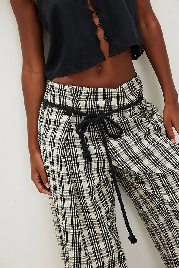 Free People Plaid Wide-leg Trousers