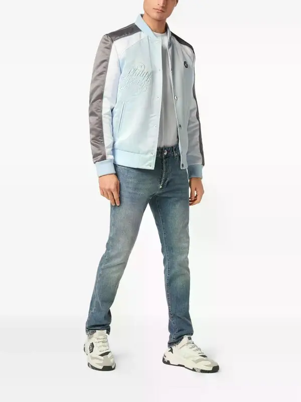 Philipp Plein Logo-embroidered Satin Bomber Jacket