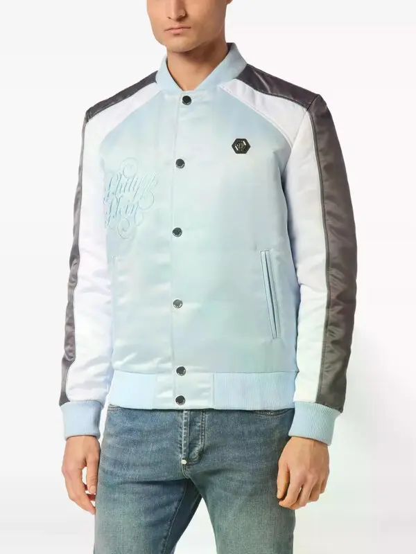 Philipp Plein Logo-embroidered Satin Bomber Jacket