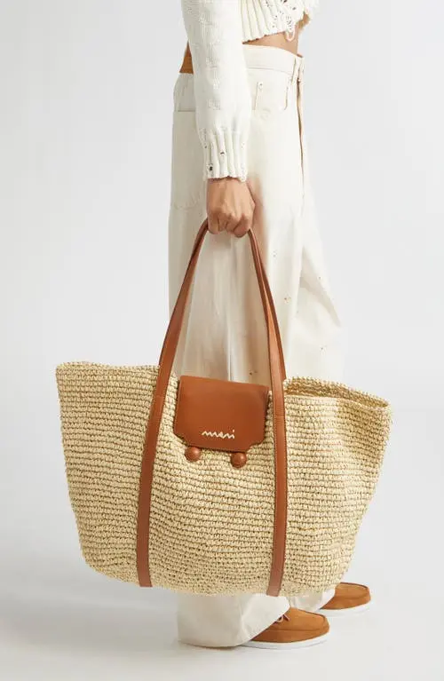 Marni Medium Trunkaroo Woven Tote - Natural