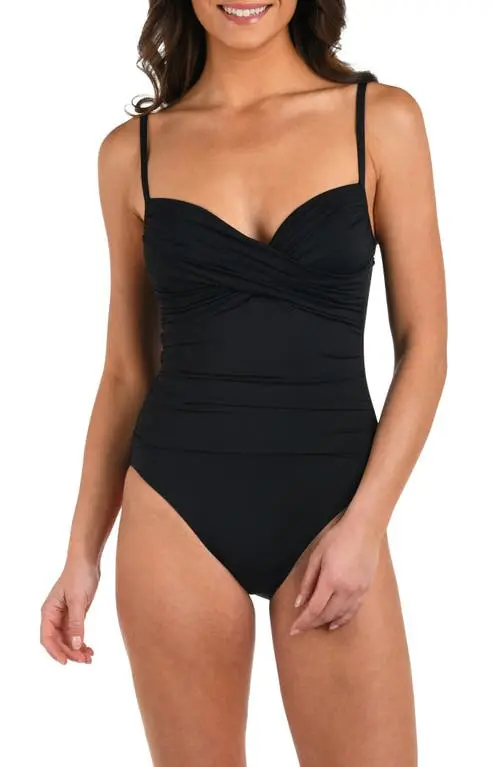 La Blanca Twist Front One-piece Swimsuit - Black