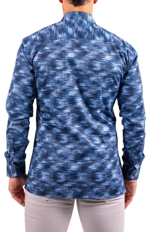 MACEOO Denim Print Resistance Contemporary Button-up Shirt
