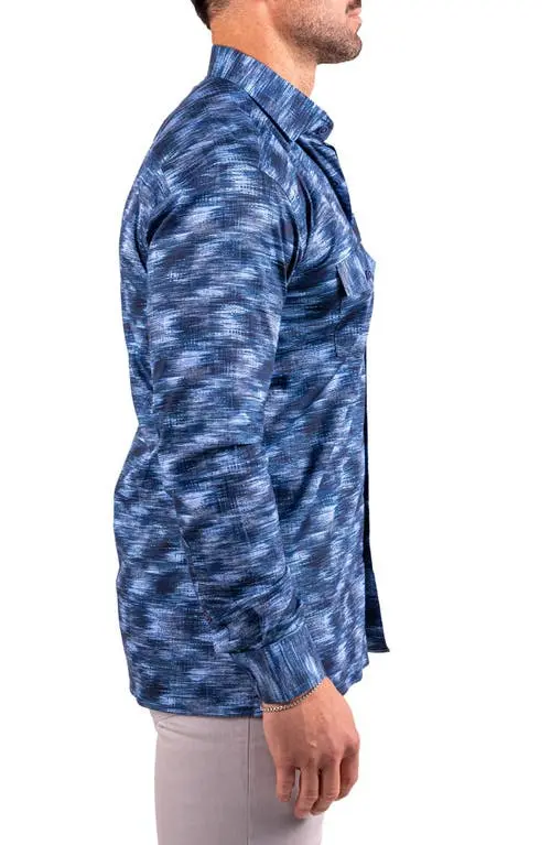 MACEOO Denim Print Resistance Contemporary Button-up Shirt