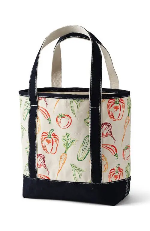 LANDS' END Iconic Canvas Tote Bag With Printed Design - Vegetable Multi/natural