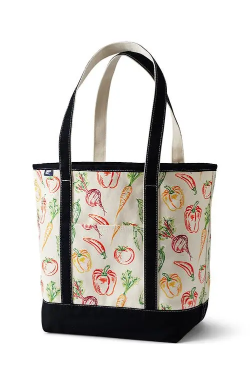 LANDS' END Print Canvas Tote Bag - Vegetable Multi/natural