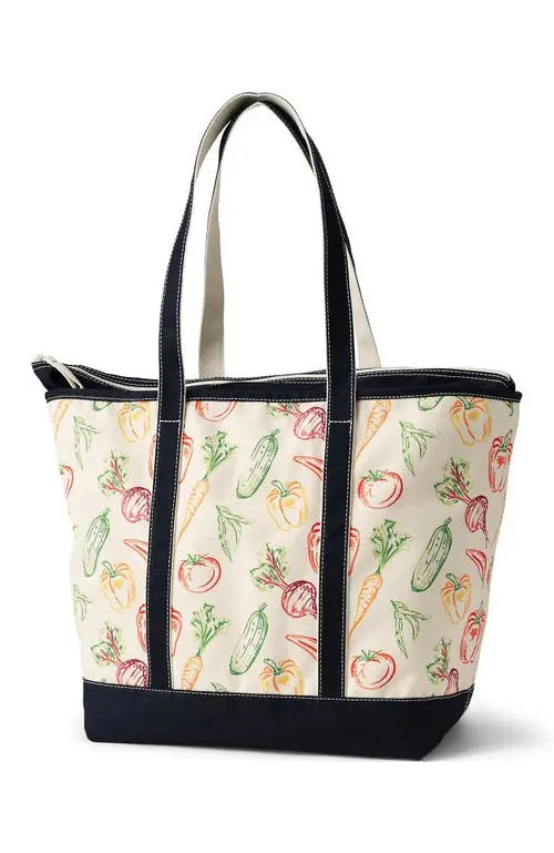 LANDS' END Print Canvas Tote Bag - Vegetable Multi/natural