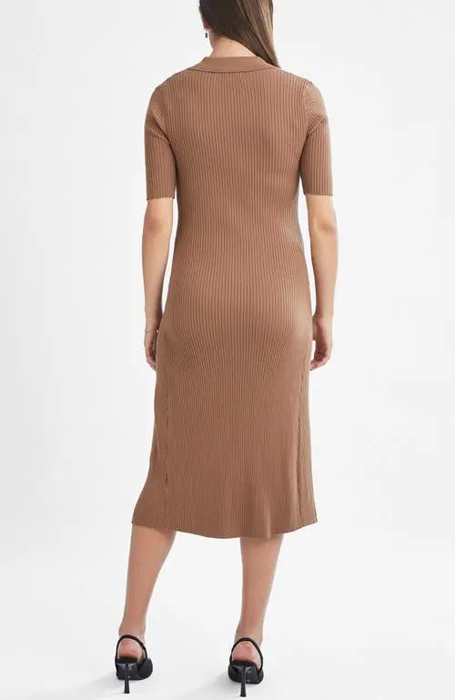 ANGEL MATERNITY Knit Maternity Midi Dress - Taupe