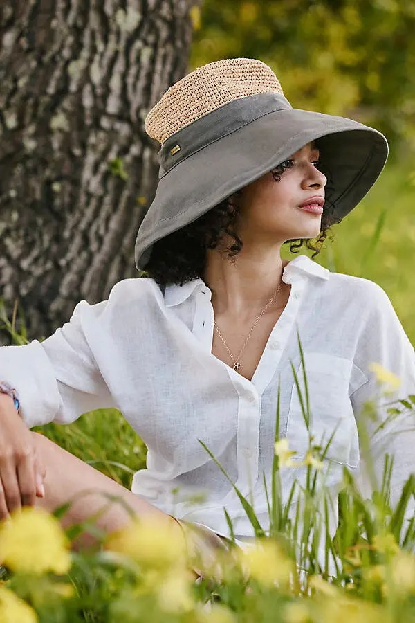 TERRAIN Crochet Crown Bucket Hat - Green