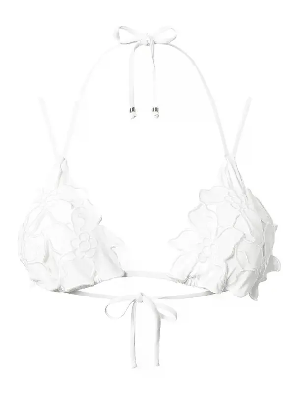 TWINSET Floral-appliqué Triangle Bikini Top - White