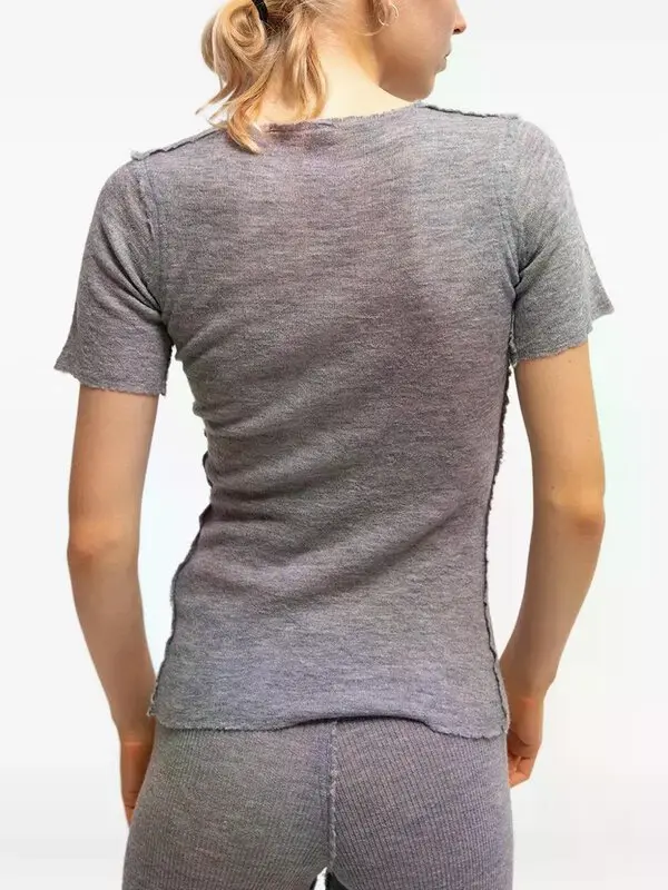 GUDRUN & GUDRUN Barbara V-neck Short-sleeve Top - Grey