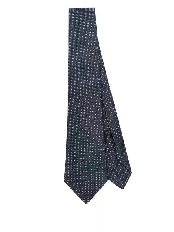 Kiton Patterned Jacquard Neck Tie - Blue