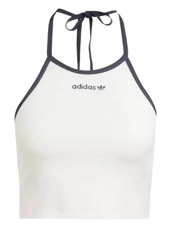 Adidas Logo-embroidered Halterneck Top - White
