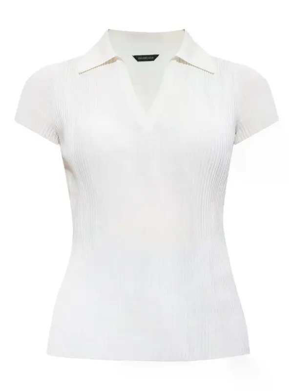 Balenciaga Ribbed-knit Polo Shirt