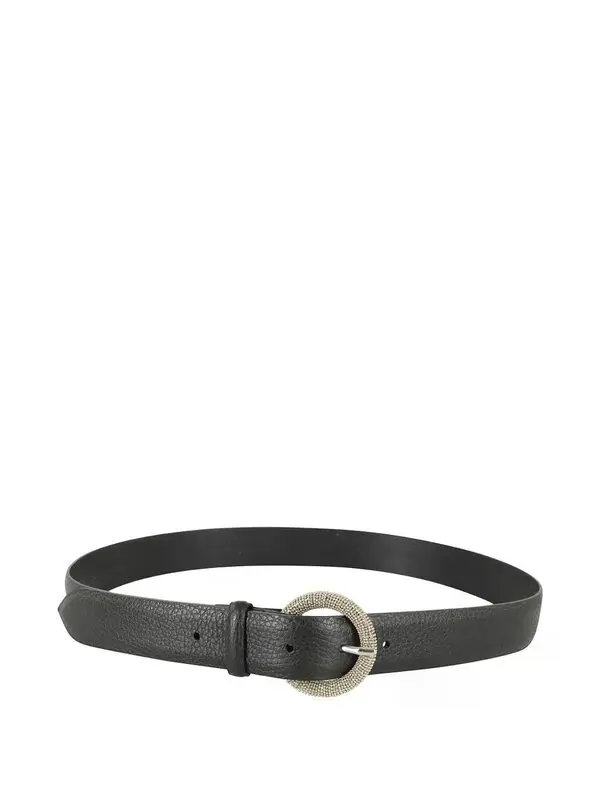 Orciani Pebbled Leather Belt With Embellished Buckle
