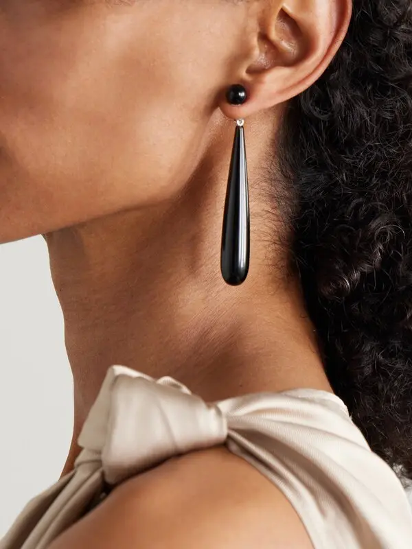 SOPHIE BUHAI Angelika Silver Onyx Drop Earrings
