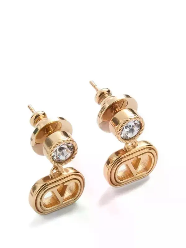 Valentino Garavani Vlogo Crystal-embellished Drop Earrings - Gold