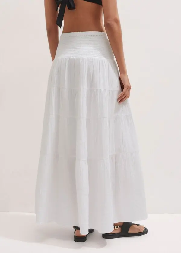 ME+EM Cheesecloth Tiered Maxi Skirt