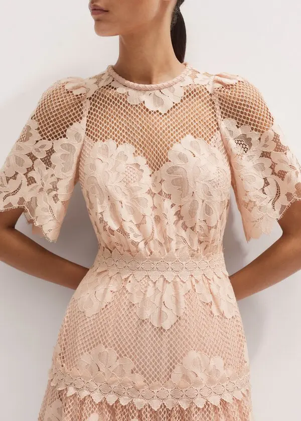 ME+EM Graphic Floral Lace Maxi Dress Pale Blush - Women's - Lace - Size US 0
