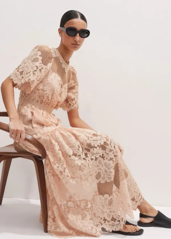 Graphic Floral Lace Maxi Dress