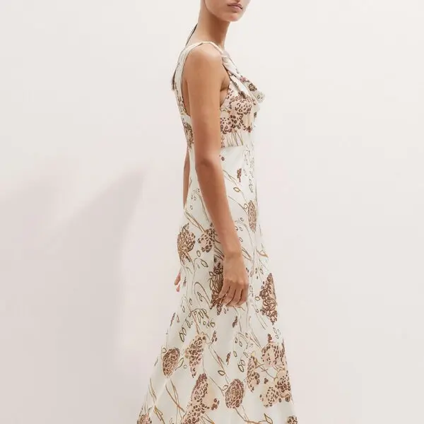 ME+EM Hydrangea Print Bias Cut Full-length Dress