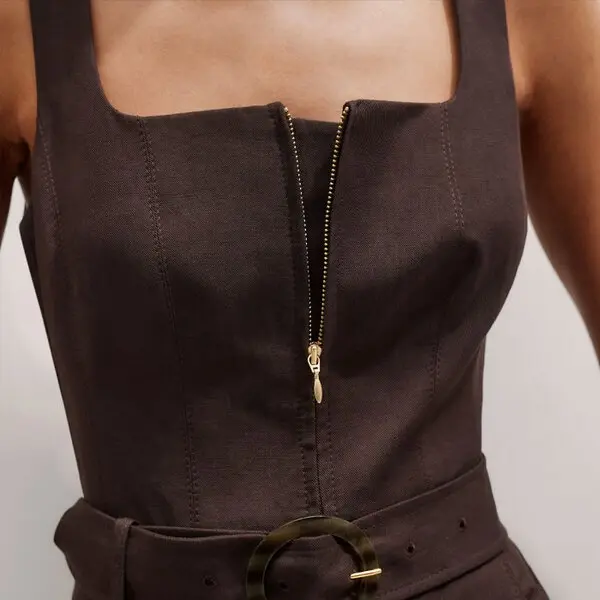 ME+EM Linen Blend Tailored Jumpsuit With Belt