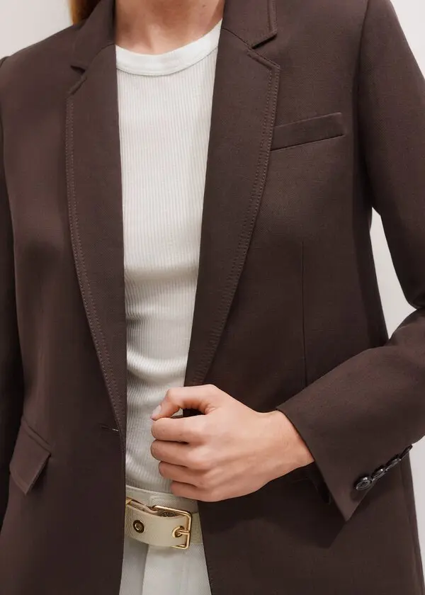 ME+EM Sharp Shoulder Straight Blazer - Summer Chocolate
