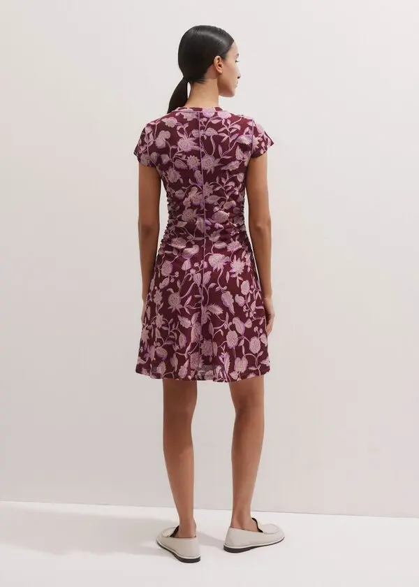 ME+EM Hibiscus Print Ruched Mini Dress