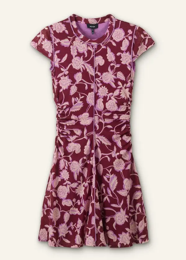ME+EM Hibiscus Print Ruched Mini Dress