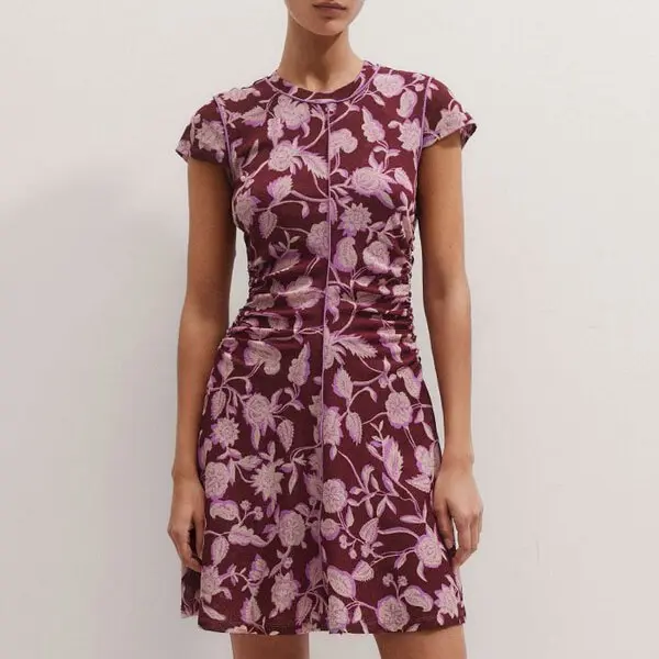 ME+EM Hibiscus Print Ruched Mini Dress