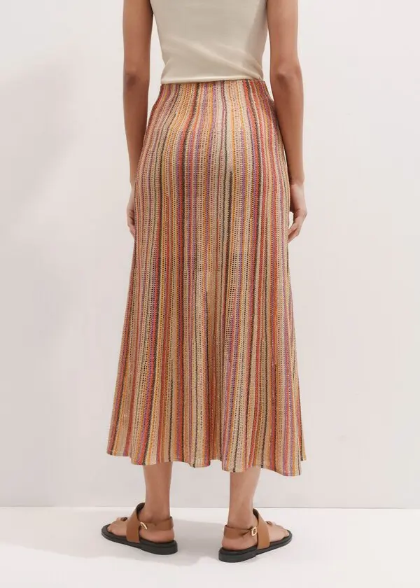 ME+EM Metallic Textured Stripe Knit Maxi Skirt