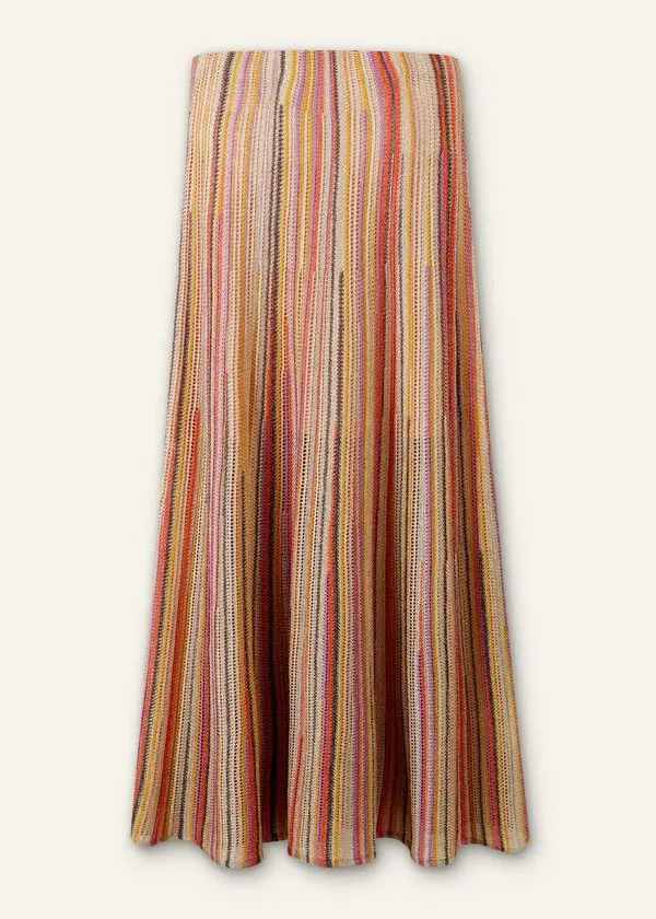 ME+EM Metallic Textured Stripe Knit Maxi Skirt