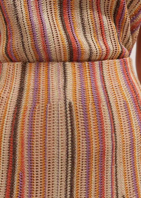 ME+EM Metallic Textured Stripe Knit Maxi Skirt