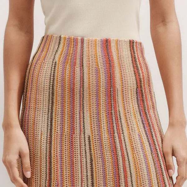 ME+EM Metallic Textured Stripe Knit Maxi Skirt