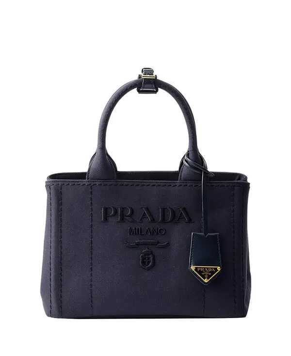 Prada Jardiniere Small Cotton Canvas Handbag - Blue