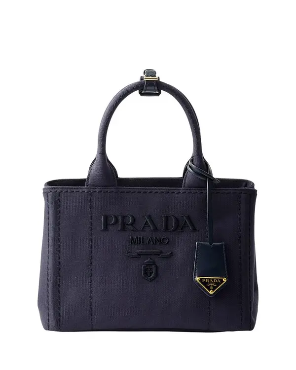 Prada Jardiniere Small Cotton Canvas Handbag - Blue