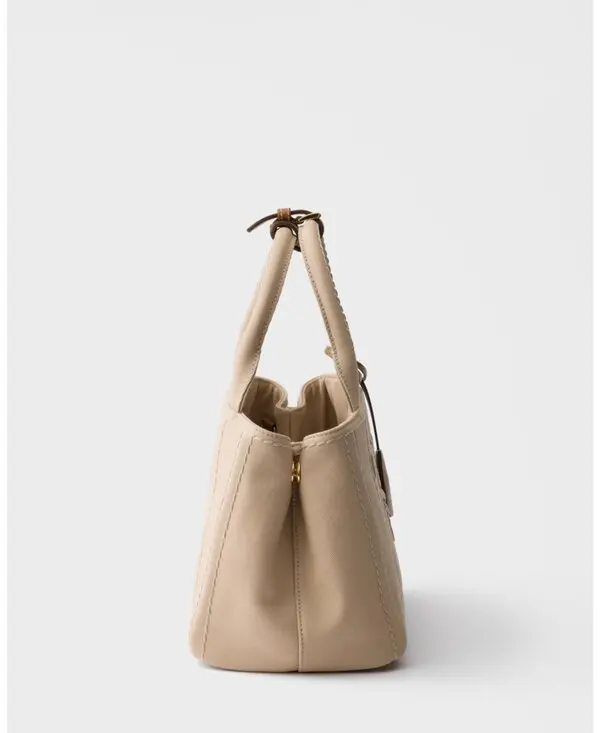 Prada Jardiniere Small Cotton Canvas Handbag - Neutral