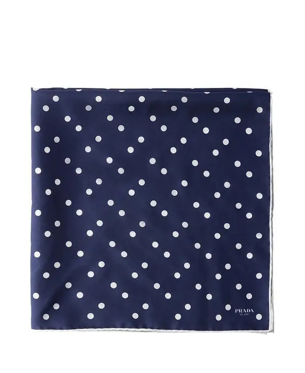 Prada Printed Silk Twill Scarf - Blue
