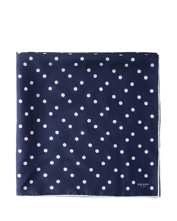 Prada Printed Silk Twill Scarf - Blue