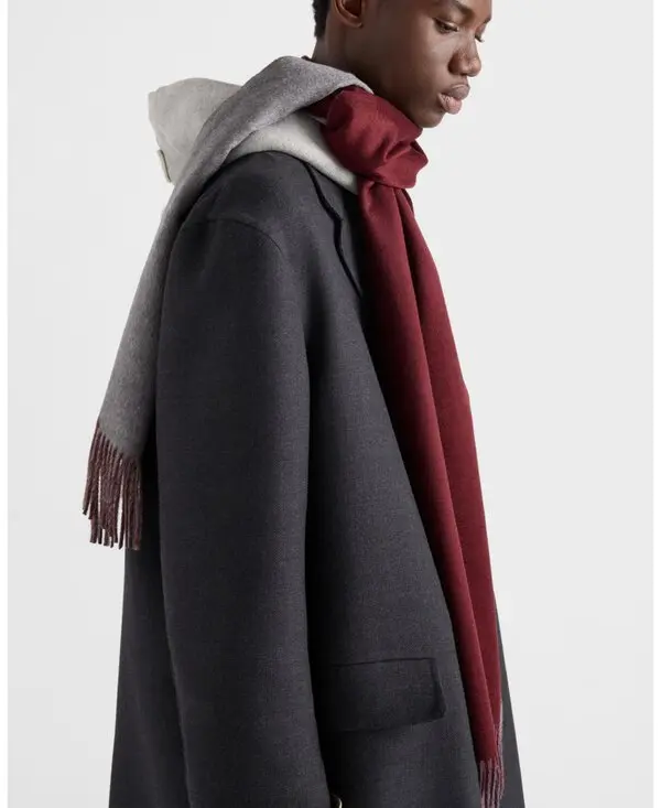 Prada Double Cashmere Scarf - Bordeaux/slate