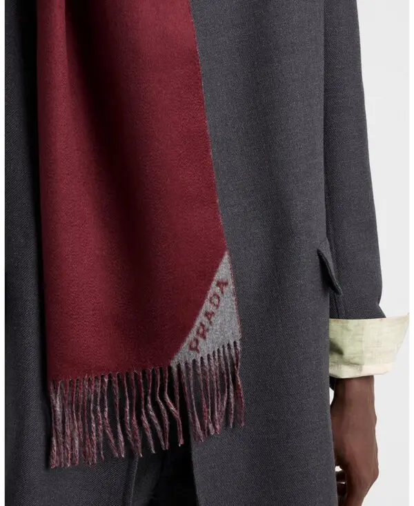 Prada Double Cashmere Scarf - Bordeaux/slate