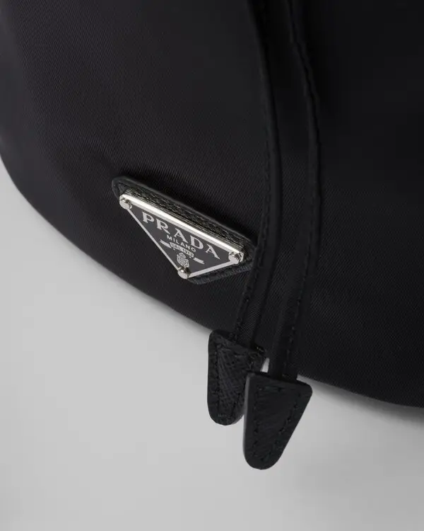 Prada Re-nylon Drawstring Pouch With Leather Wristlet - Black