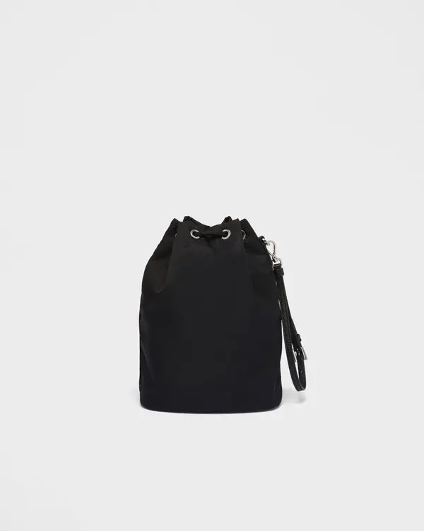 Prada Re-nylon Drawstring Pouch With Leather Wristlet - Black