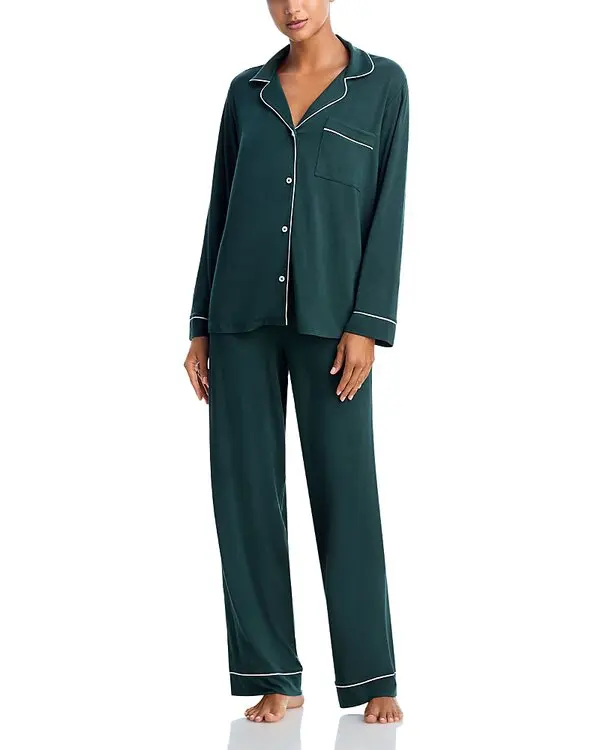 Eberjey Gisele Tencel Modal Long Pj Set - Pine/ivory