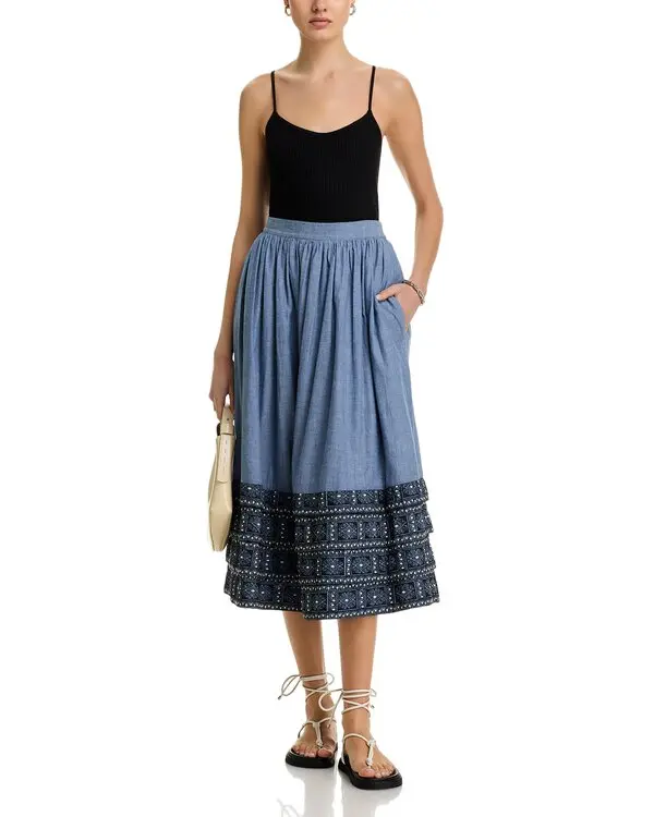 AREA STARS Chambray Embroidered Skirt