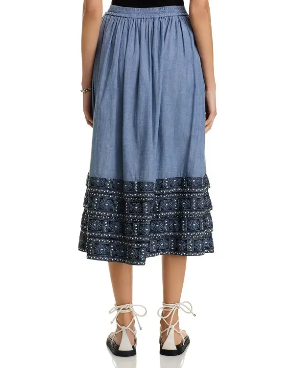 AREA STARS Chambray Embroidered Skirt