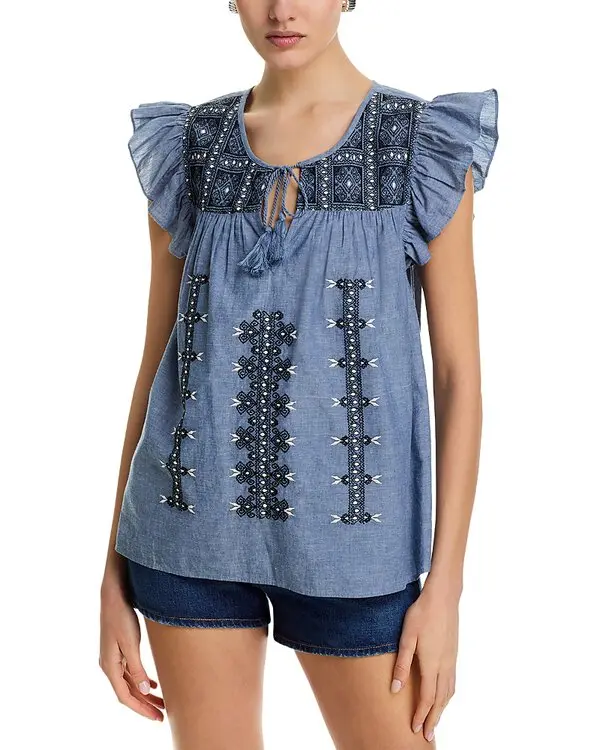 AREA STARS Embroidered Ruffle Top