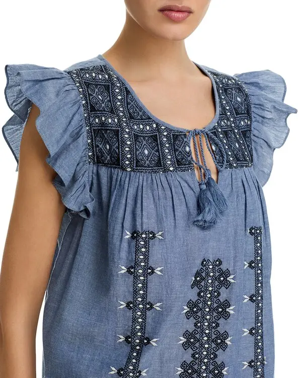 AREA STARS Embroidered Ruffle Top